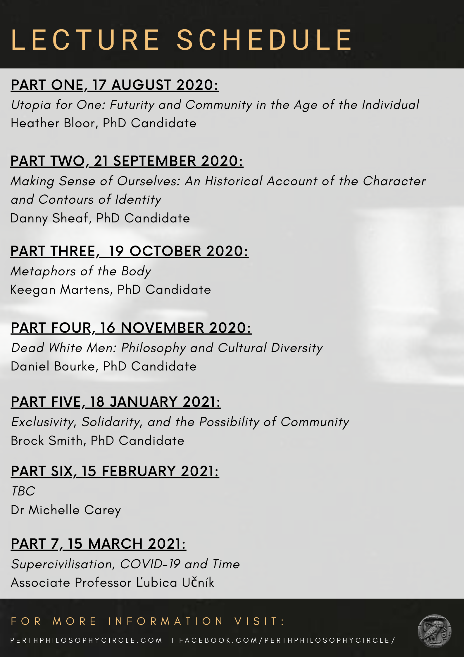 2020-2021 LECTURE SERIES – PERTH PHILOSOPHY CIRCLE